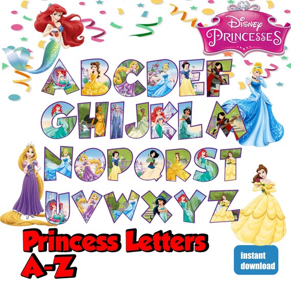 Princess Alphabet Font Clipart Princess Alphabet Princess | Etsy