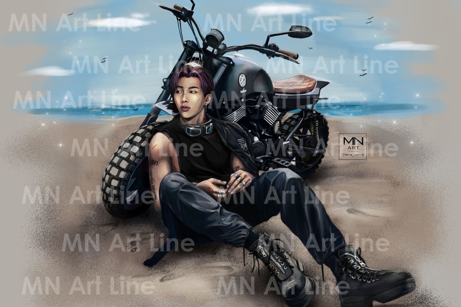 BTS RM Art Print RM Digital Style Art Print K Pop Kim | Etsy