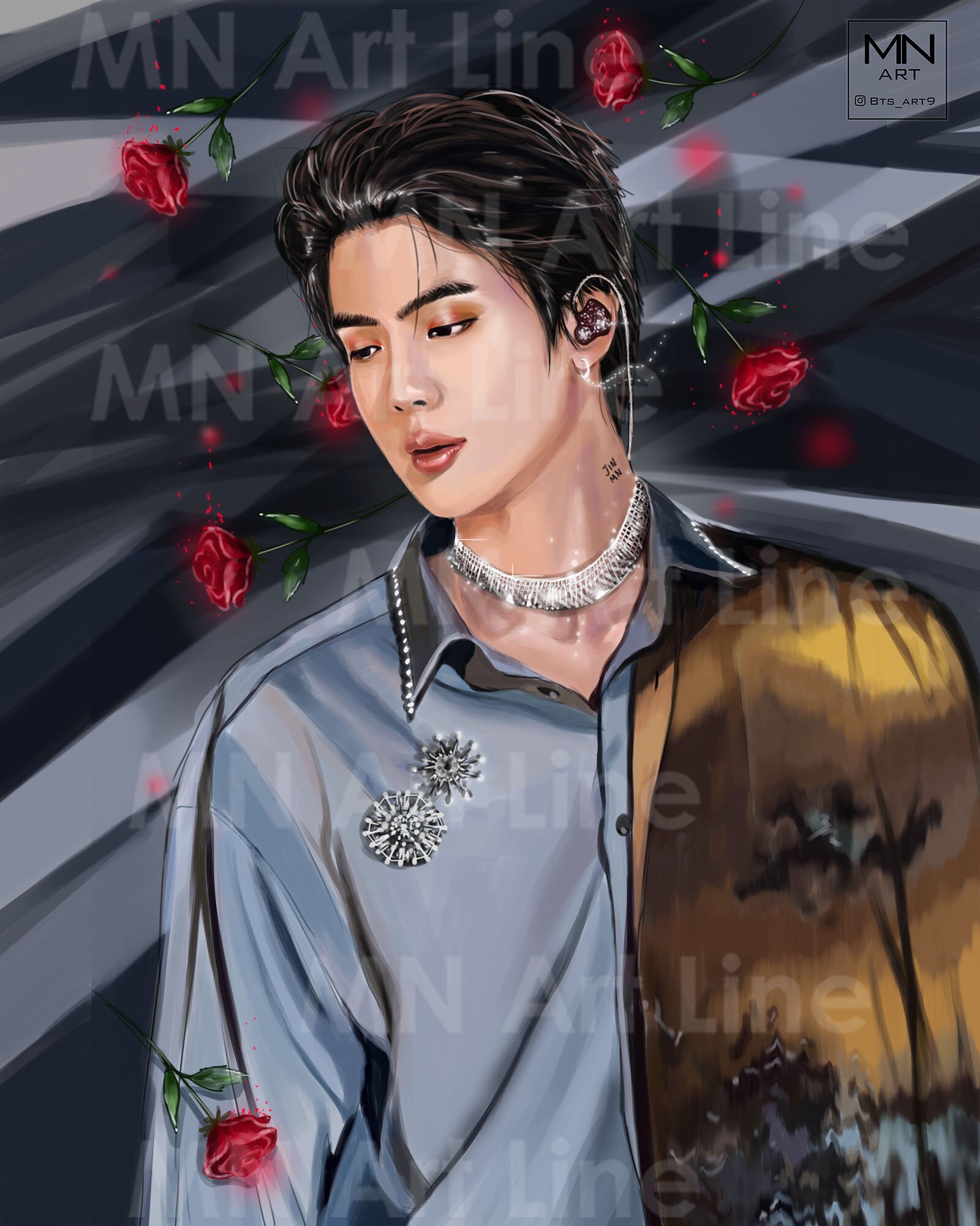 BTS JIN Fanart Print Kim Seok Jin Art Print Kpop Jin Fan - Etsy