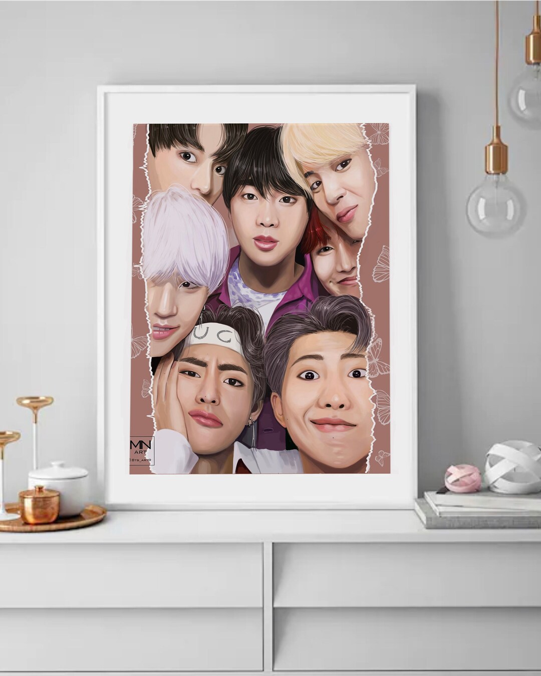 BTS OT7 Art Print, Bts Original Art, Bts Gift, Bts Army Gift, Bts Ot7 ...