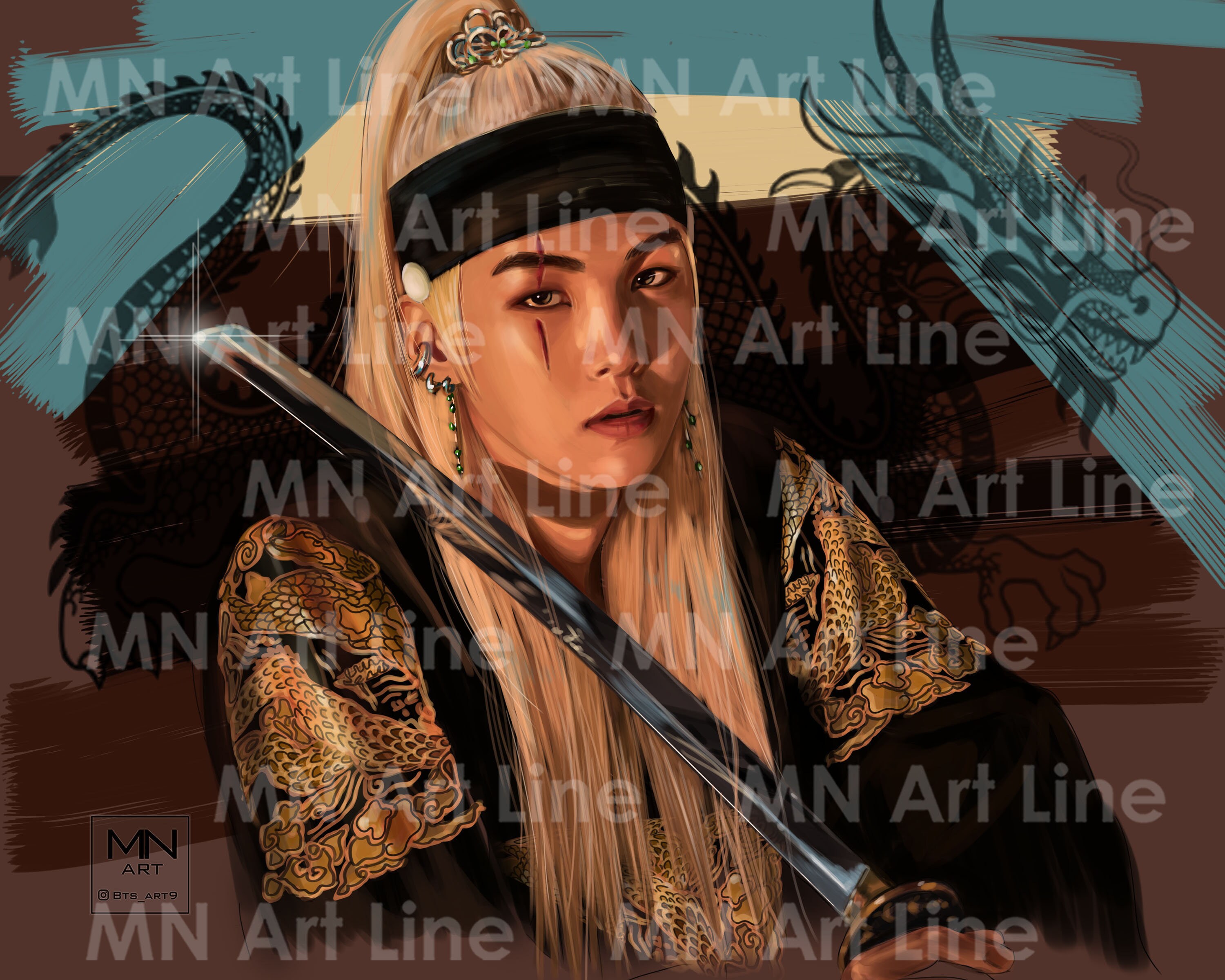 BTS Suga Art Printbts Min Yoongi Digital Art Printk Pop Suga | Etsy
