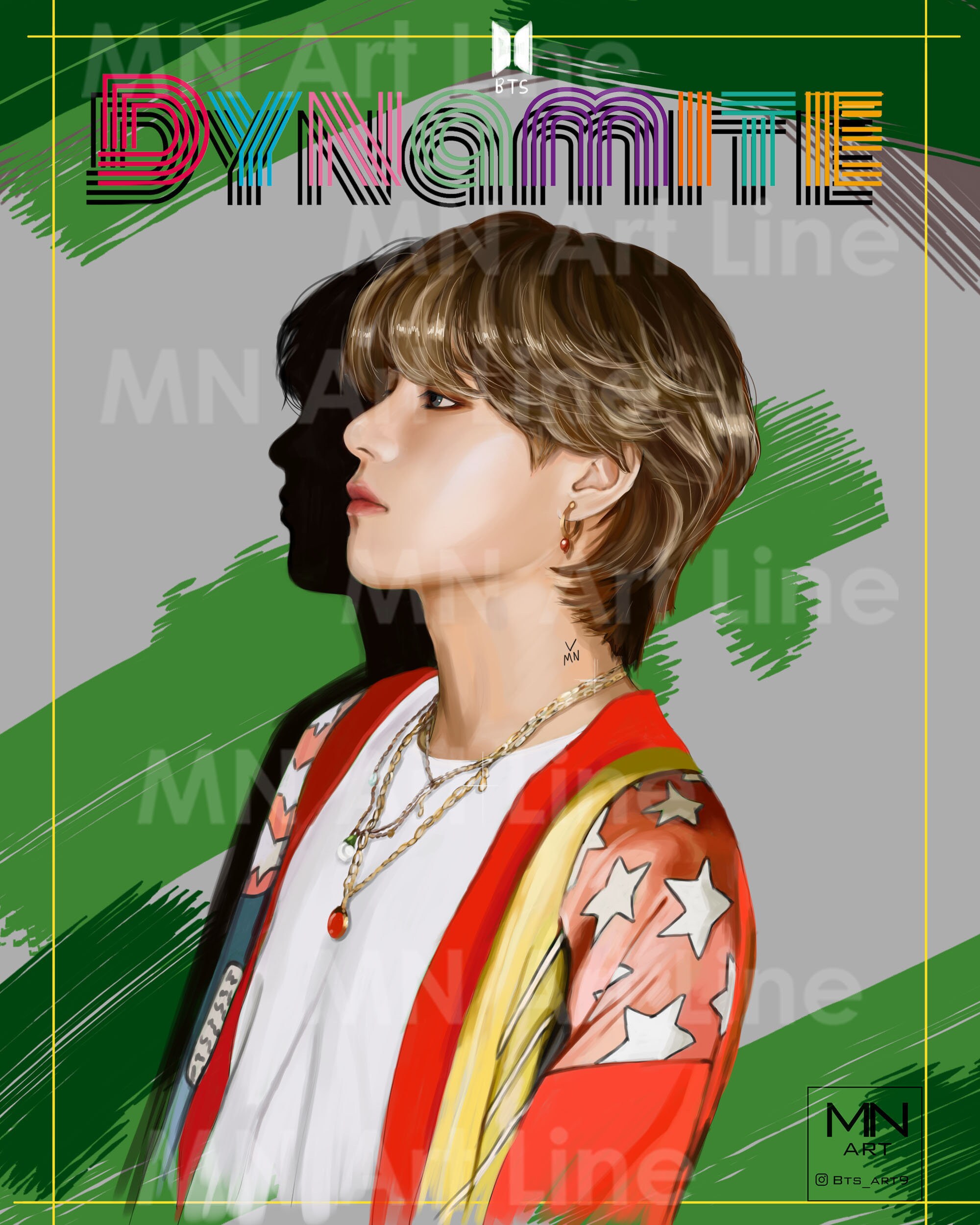 BTS V Dynamite Fanart Print BTS Kim Taehyung Fanart Print - Etsy