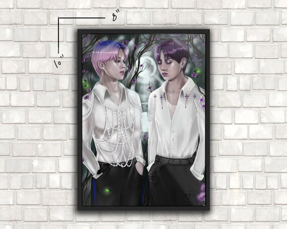 Bts Jungkook And Jimin Fanart Print Bts Digital Art Print Etsy