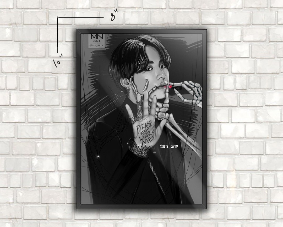 BTS JK Art Print BTS Jungkook Fan Art Print K Pop Bts Jungkook Black ...