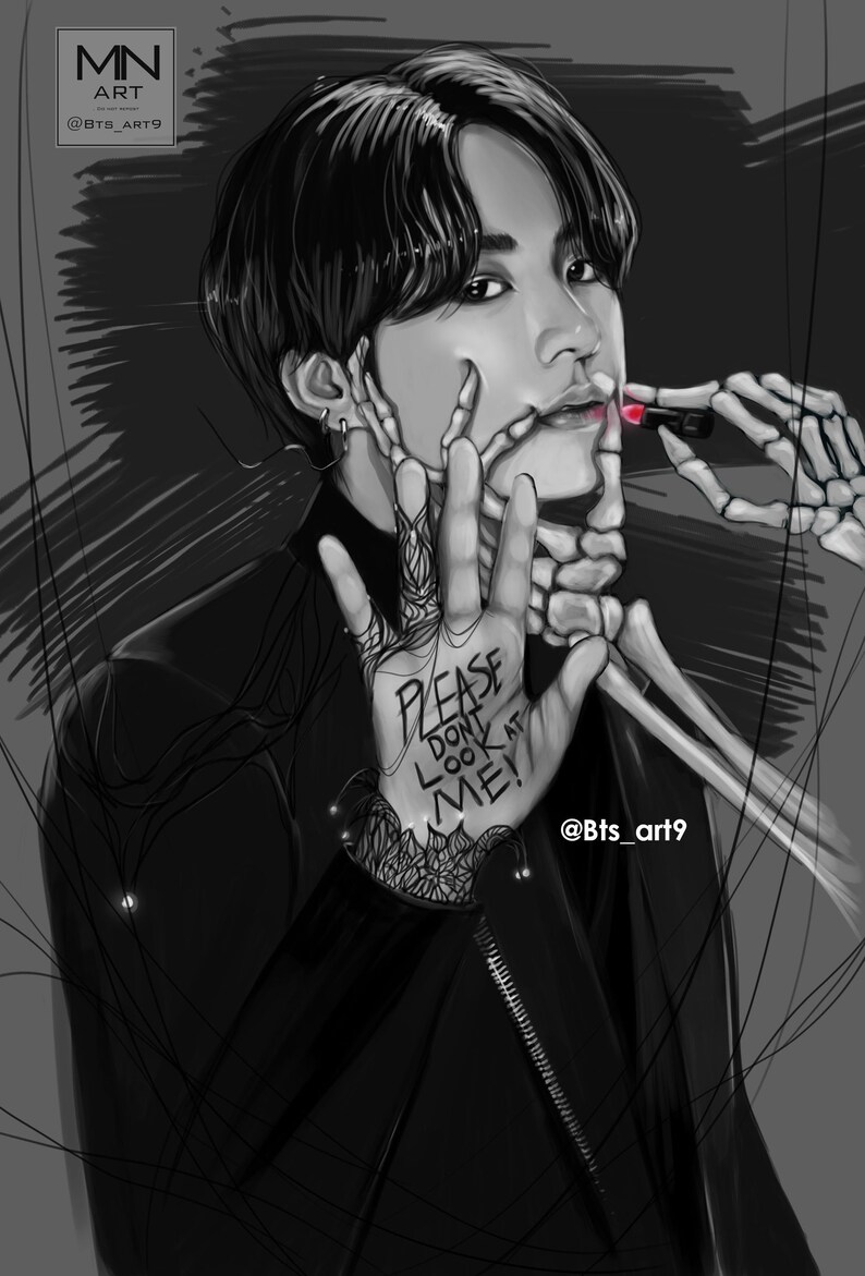 BTS JK art print BTS Jungkook fan art print K pop Bts | Etsy