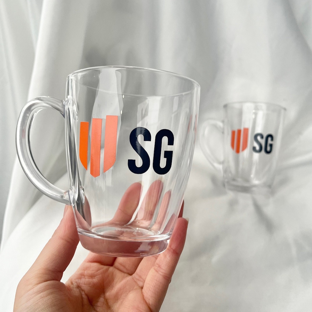 Custom Logo Glass Mug - Etsy