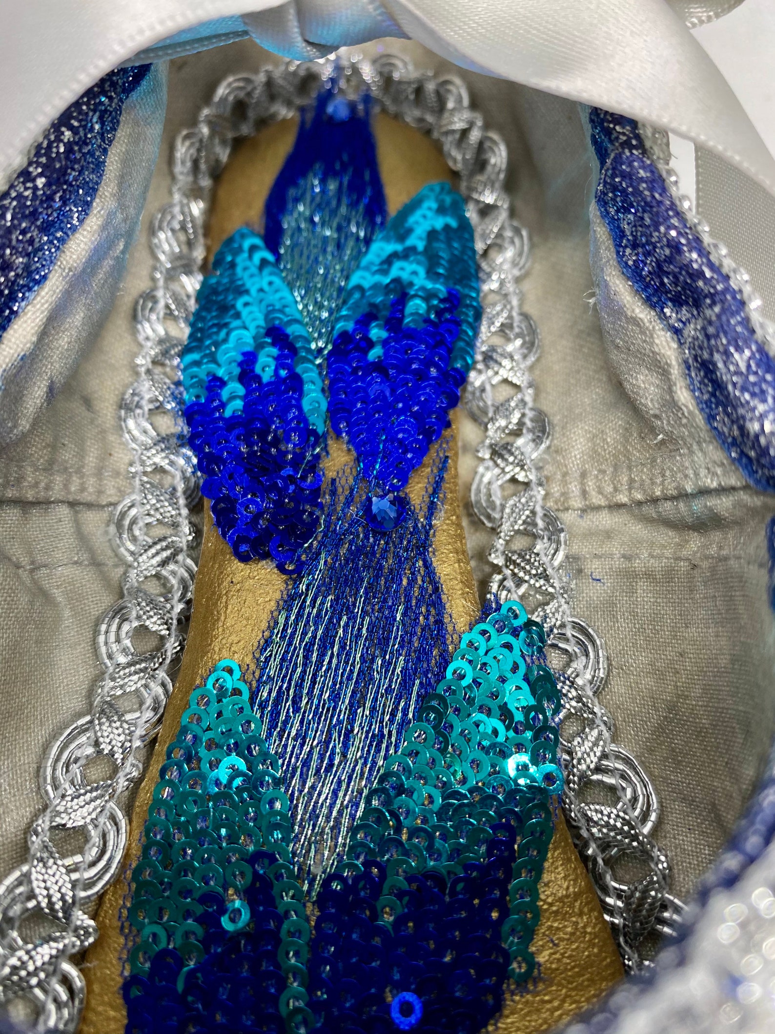 Blue and Silver Decorated Pointe Shoe - Etsy