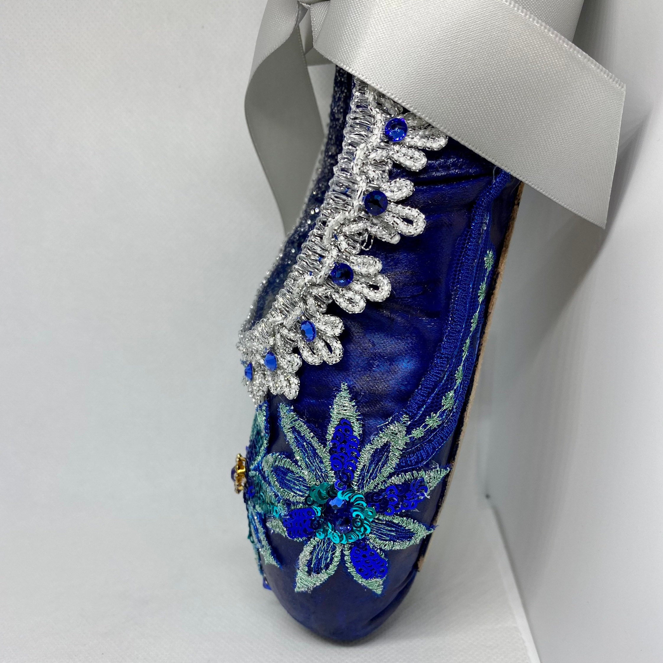 Blue and Silver Decorated Pointe Shoe - Etsy