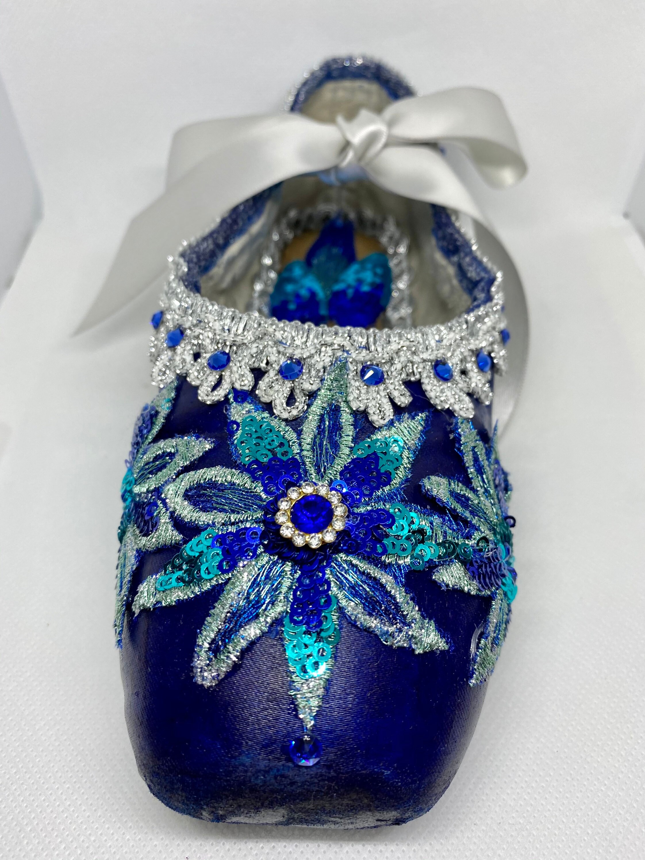 Blue and Silver Decorated Pointe Shoe - Etsy