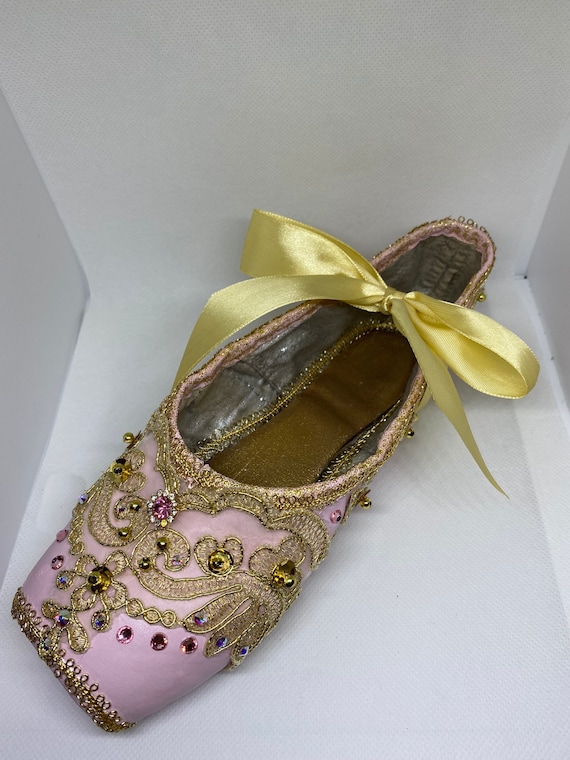 Pink and Gold Decorated Pointe Shoe with Swarovski Crystals | Etsy