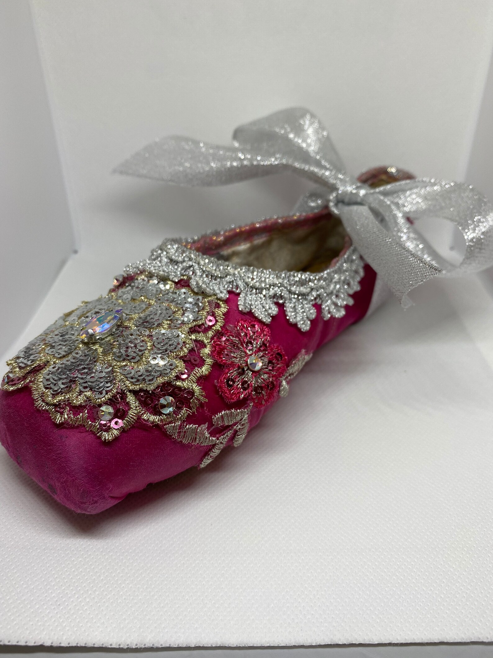 Pink and Silver Decorated Pointe Shoe - Etsy