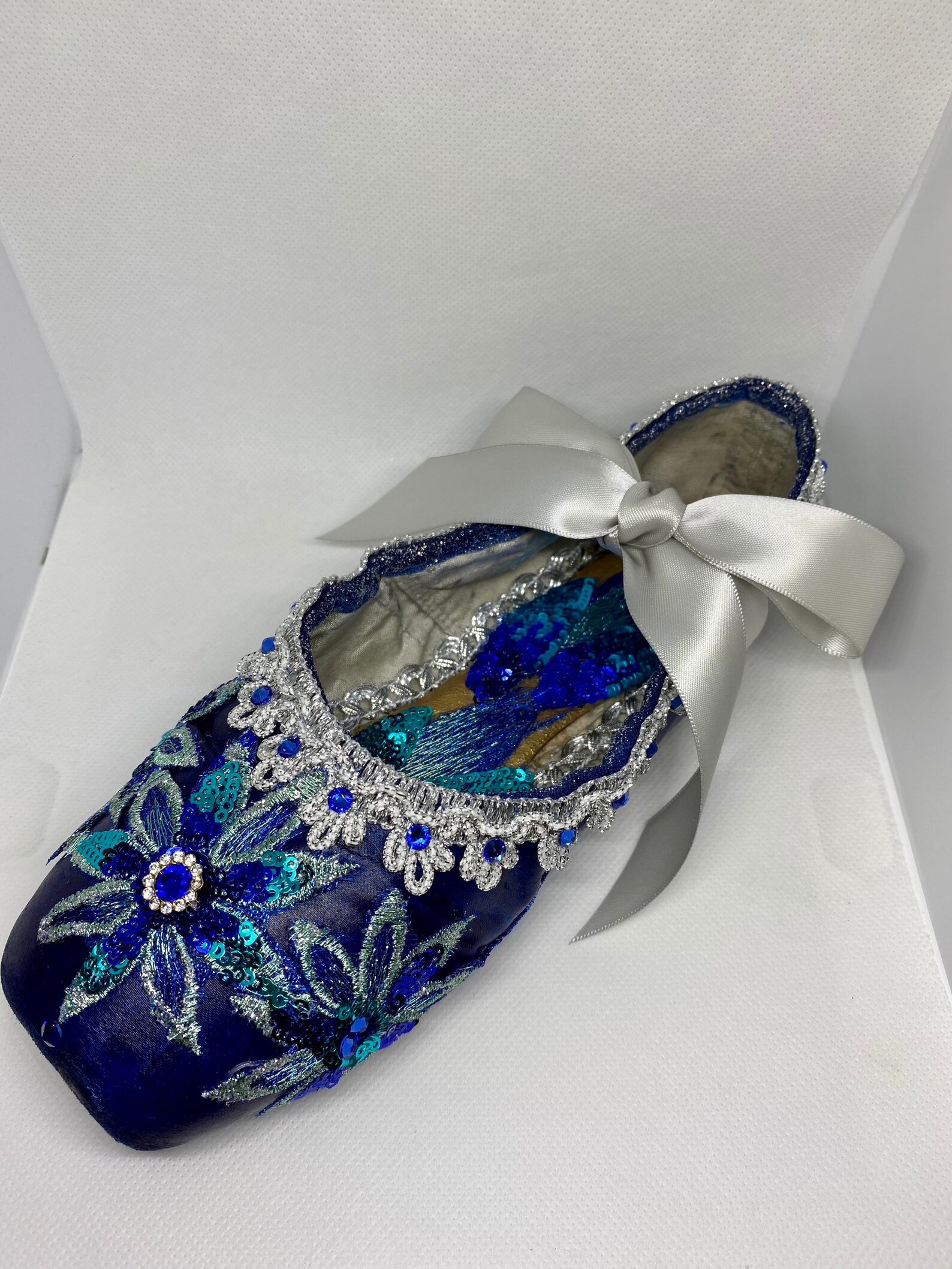 Blue and Silver Decorated Pointe Shoe - Etsy