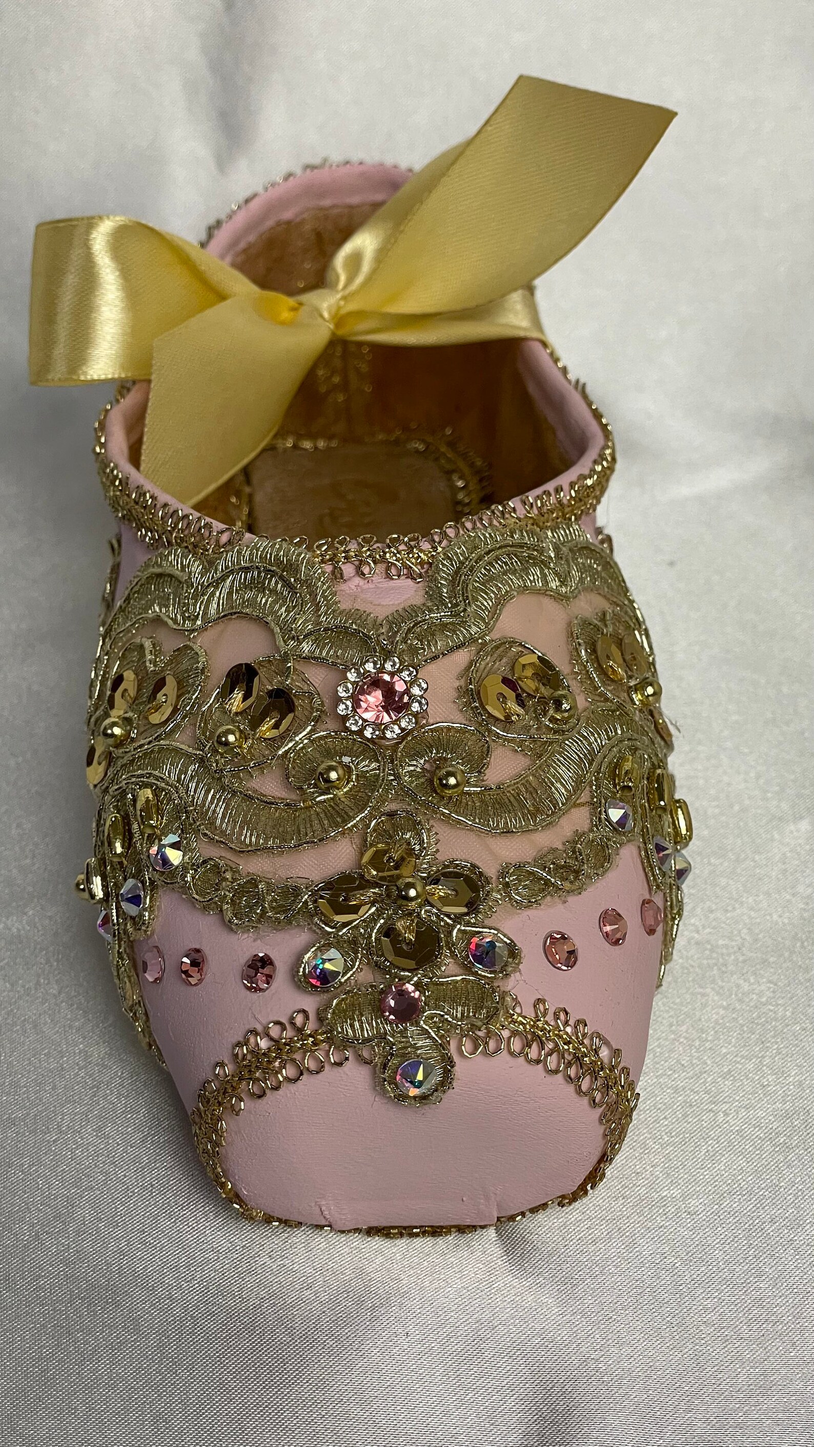 Pink and Gold Decorated Pointe Shoe With Swarovski Crystals - Etsy