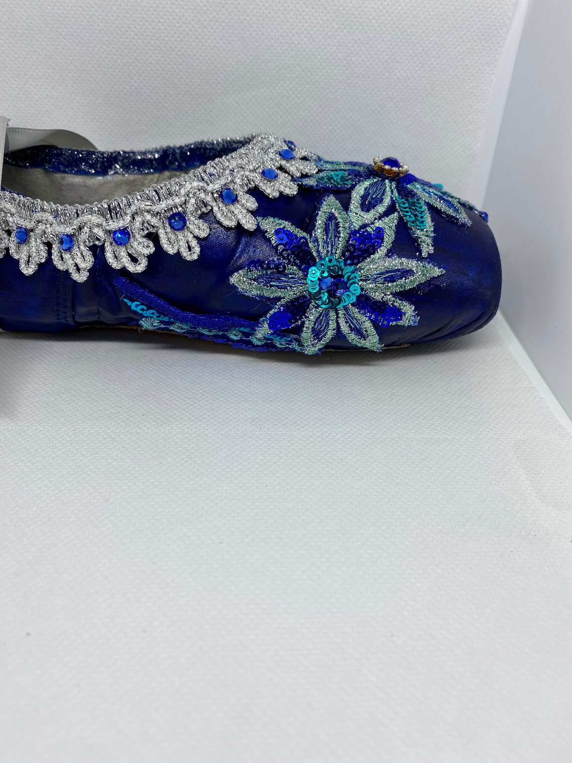 Blue and Silver Decorated Pointe Shoe - Etsy