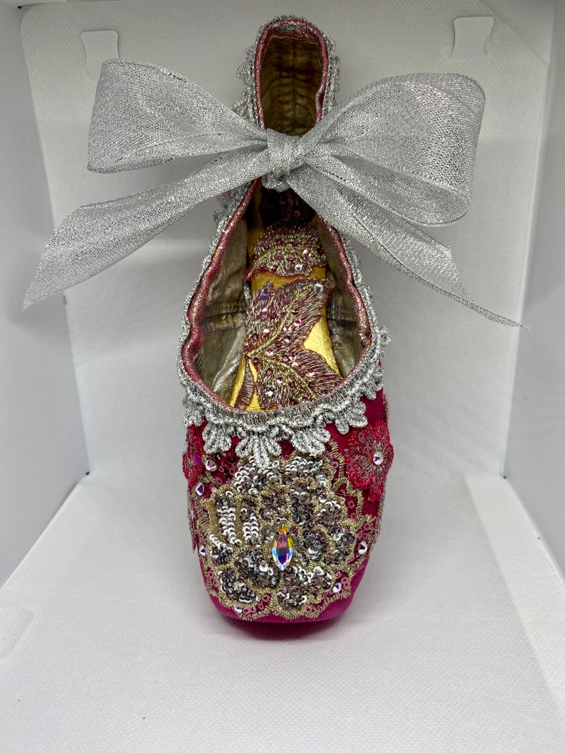 Pink and Silver Decorated Pointe Shoe - Etsy