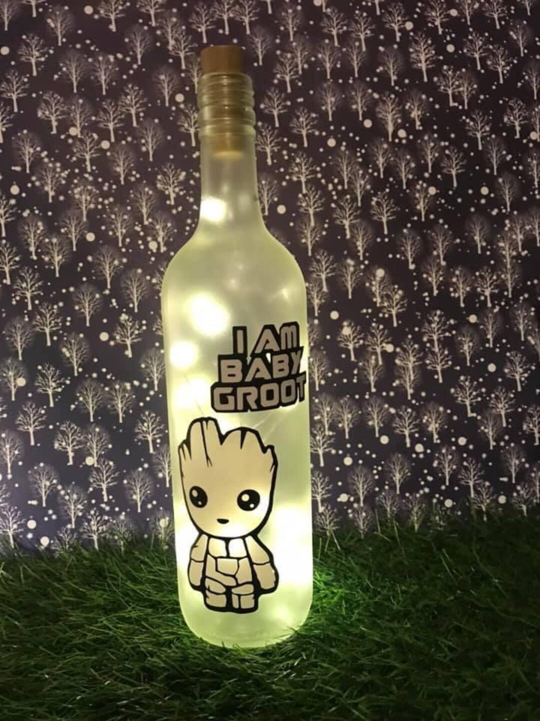 Baby Groot Glow in the Dark Bottle Light. the Picture Taken in the Dark ...