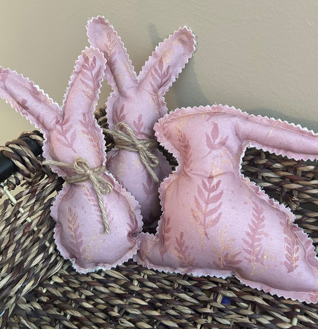 Primitive Fabric Bunny Set | Floral Print Fabric Rabbits | Easter Decor ...