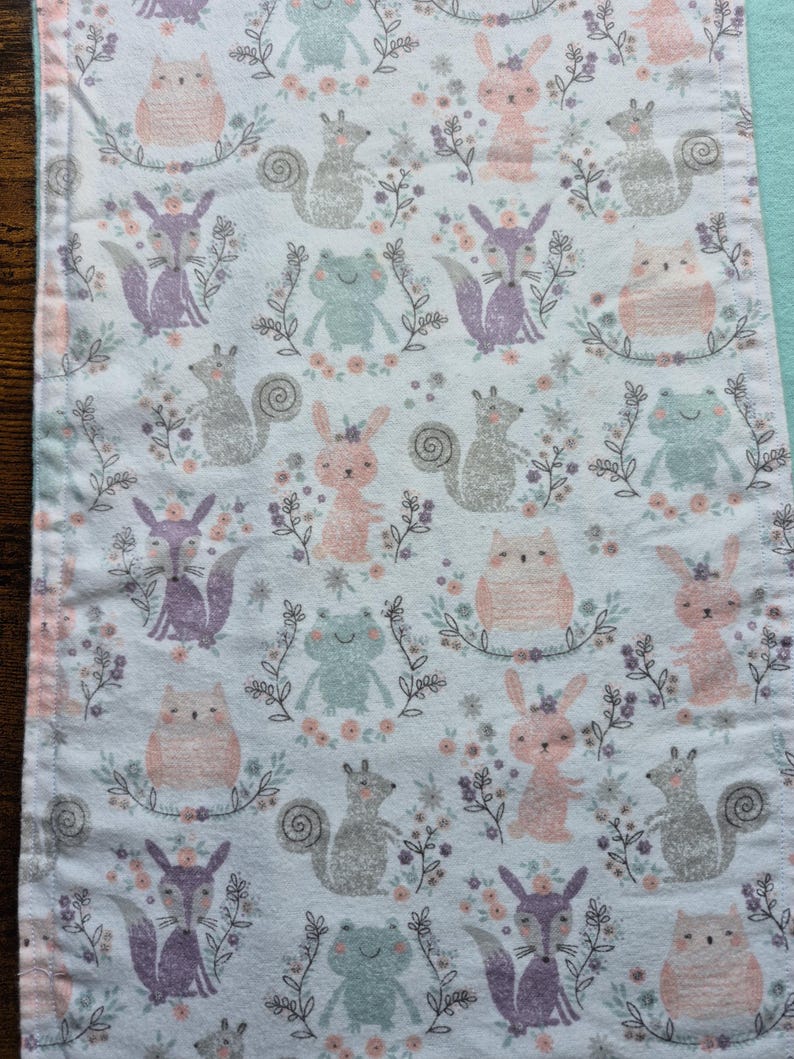 Handmade Woodland Animal Flannel Burp Cloth Set - Etsy