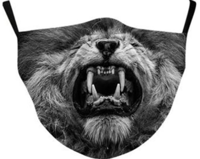 Wolf Animal Face Mask, FILTER Included, Adult Size Adjustable Ear Loops ...