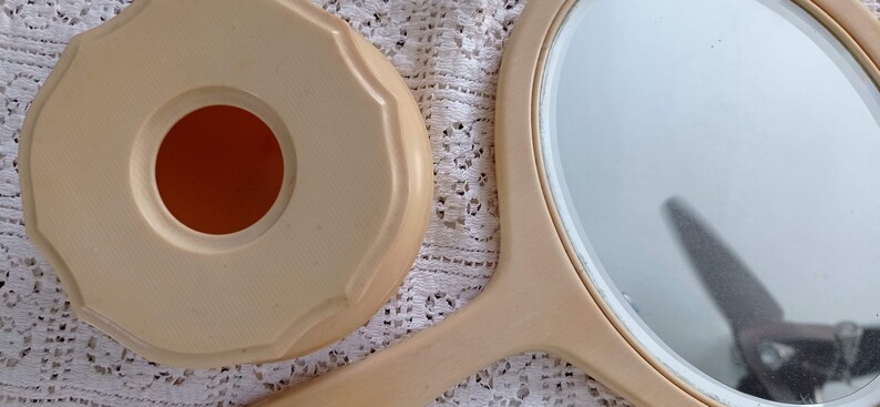 Vintage Celluloid Bakelite Dresser Set, Mirror, Toothbrush Holder and ...