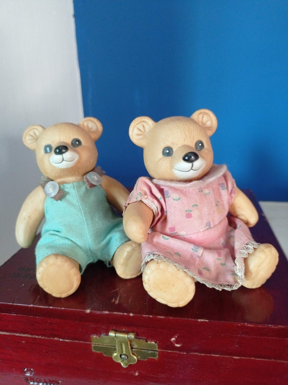 Vintage Homco Jointed Porcelain Bears Figures Boy and Girl | Etsy