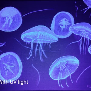 Jellyfish UV reactive painting glow in the dark | Etsy