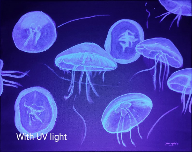 Jellyfish UV Reactive Painting glow in the Dark - Etsy
