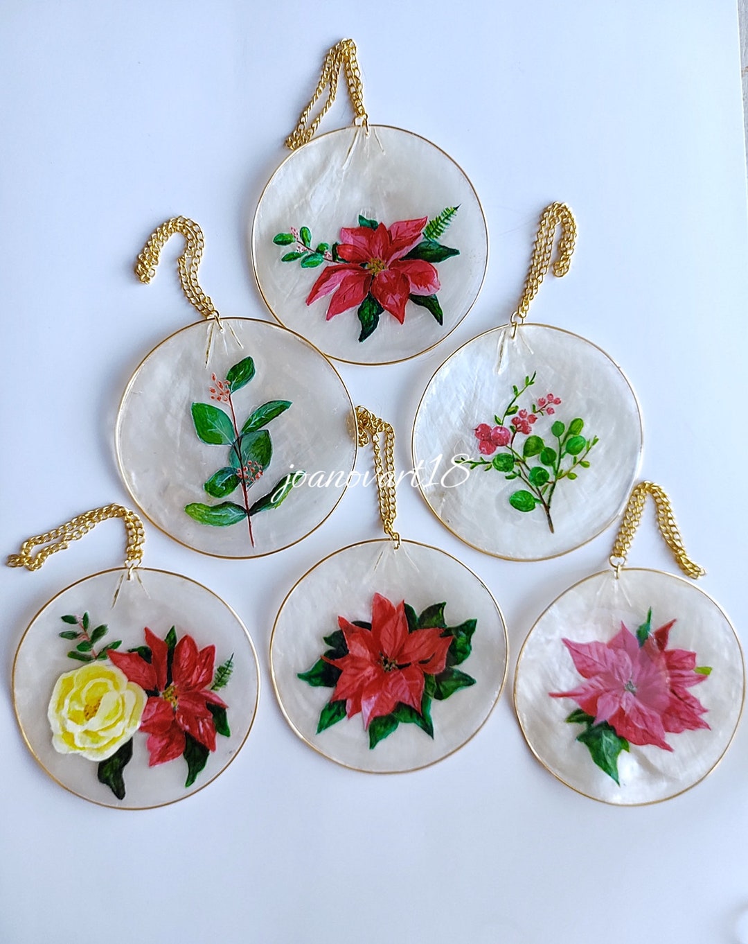 Hand Painted Christmas Ornaments (capiz Shells) - Etsy