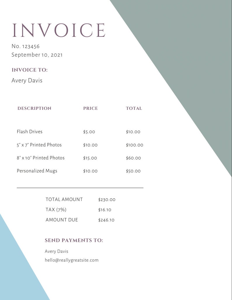 Business Invoice Template - Digital Download - PDF Print - Etsy