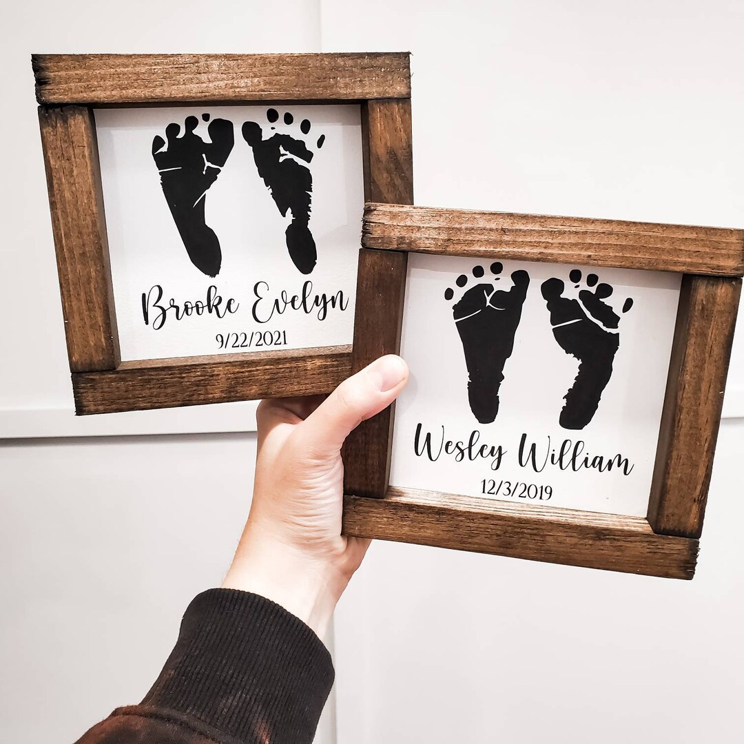 Footprint Sign Newborn Footprint Sign Footprint Keepsake Sign Custom ...