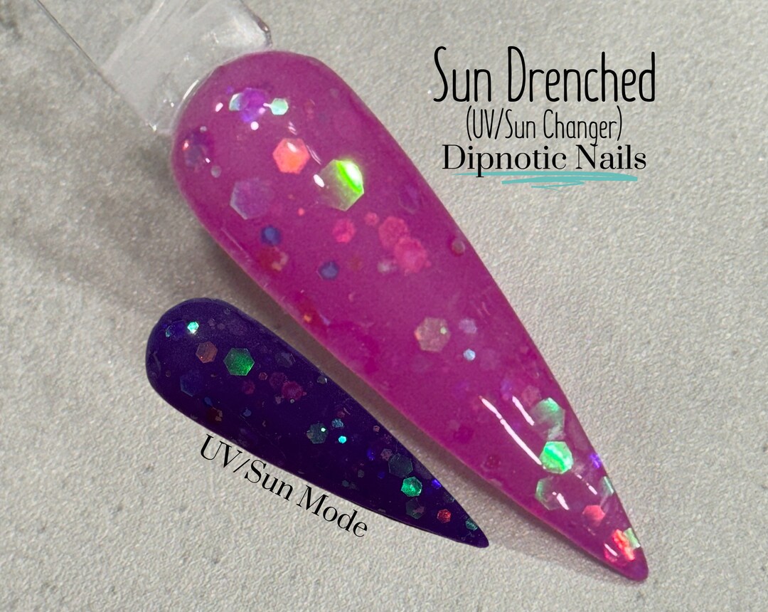 Sun Drenched Magenta to Dark Purple Glitter UV Sun Color Changing Dip ...