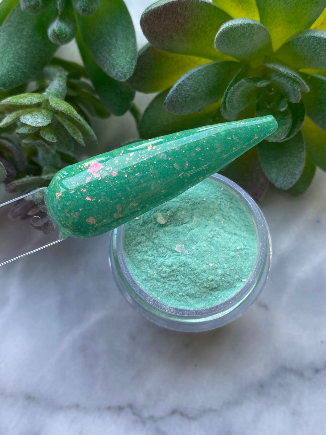 Meadow Green Flaky Nail Dip Powder - Etsy