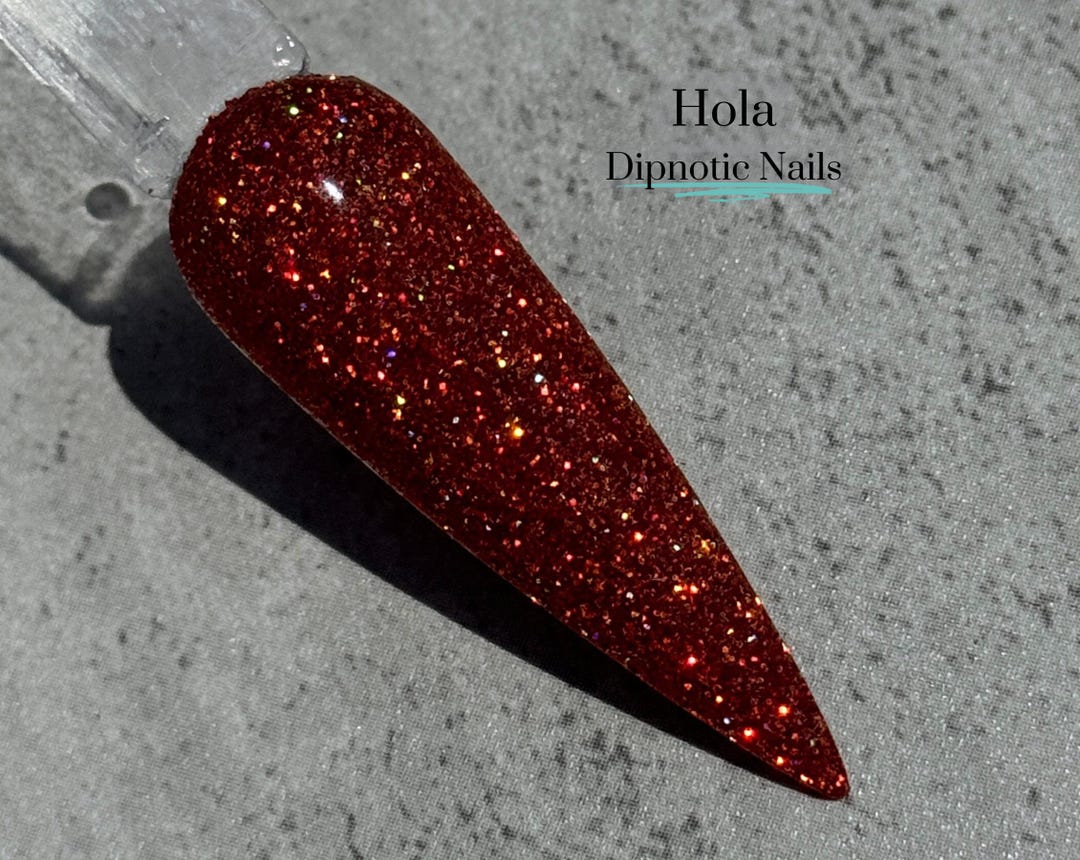 Hola Orange Holographic Nail Dip Powder the Hello Holo Collection - Etsy