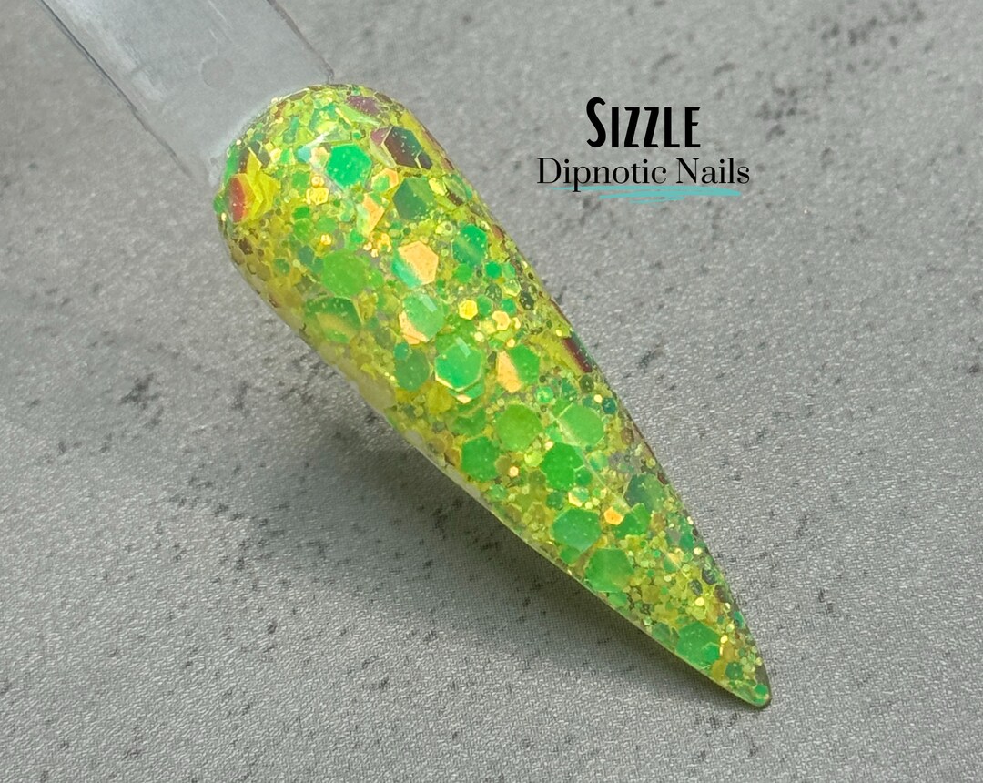 Sizzle Yellow Green and Gold Color Shift Dip Powder the Heat Wave ...