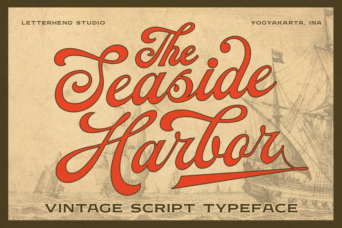 The Seaside Harbor - Vintage Script, Vintage Font, Script Font, Nostalgic Font, Old School Font ...