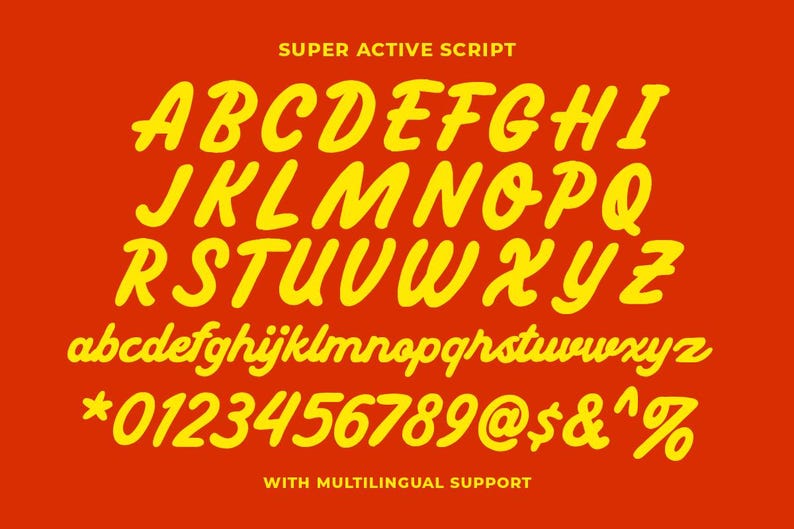 Super Active Font Duo, Retro Bold Script & Sans Serif (digital Download ...