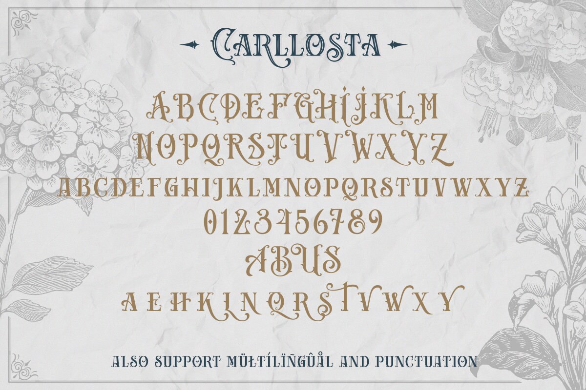 Carllosta Layered Font EXTRAS, Victorian, Letterhend, Classic, Shadow ...