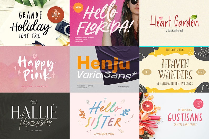 Journal Day Font Bundling 100 FONTS, Cartoon Retro, Journaling ...