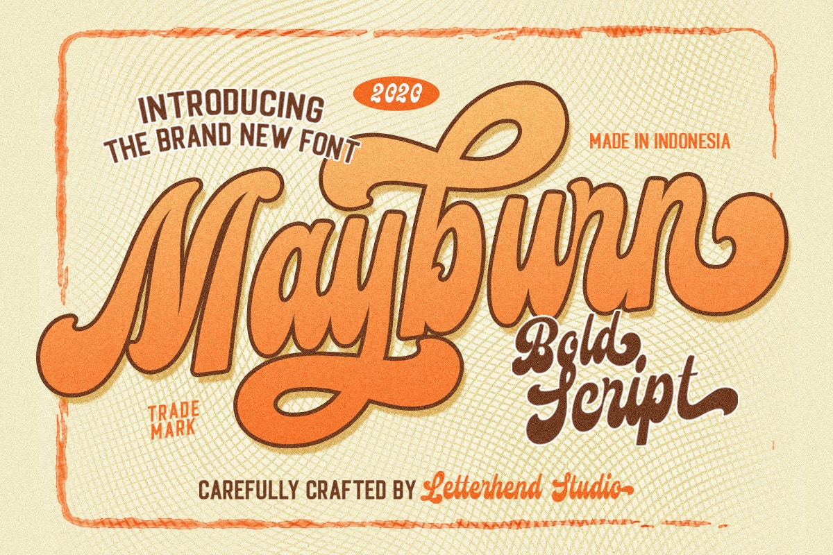 Mayburn Bold Script, Retro Font, 60s Font, 70s Font, Bold Script Font ...