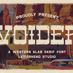 Voiger Western Slab Serif Font: Retro Distressed Typography - Etsy