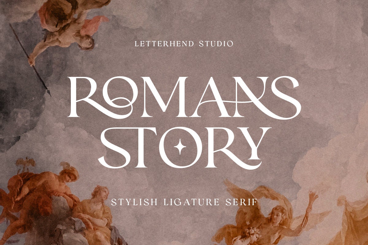 Romans Story: Luxury Ligature Serif Font - Etsy