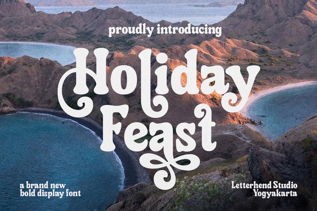 Holiday Feast Display Font, Festive Font, Bold Display Font, Retro ...