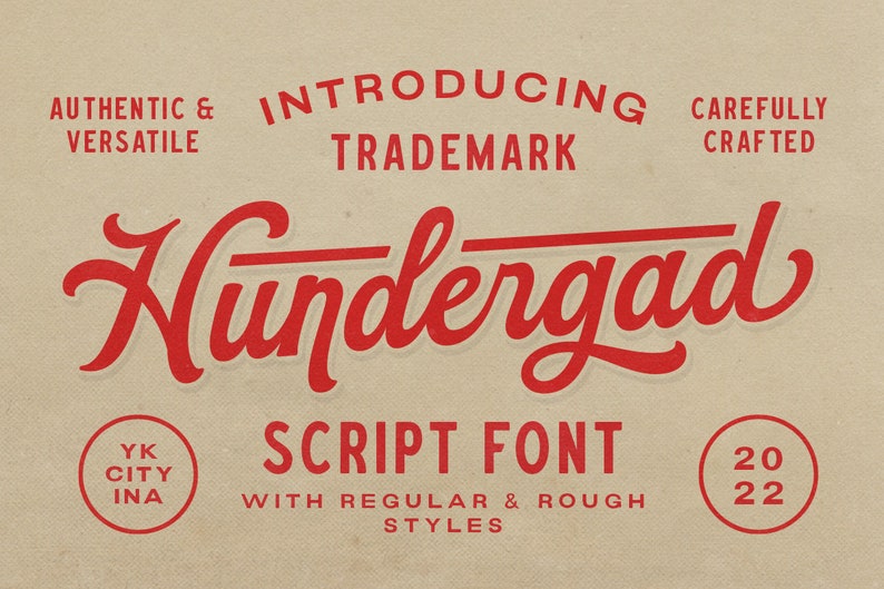 Hundergad, Vintage Font, Rough Font, Gritty Font, Rustic Font, Retro ...