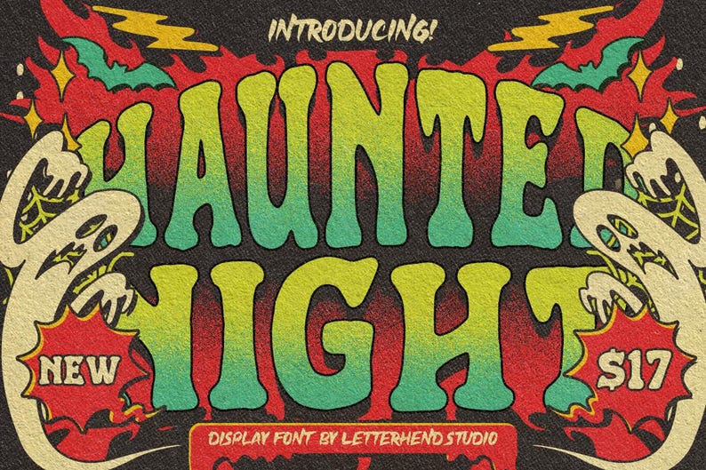 Haunted Night Display Font: Bold Slab Font - Etsy
