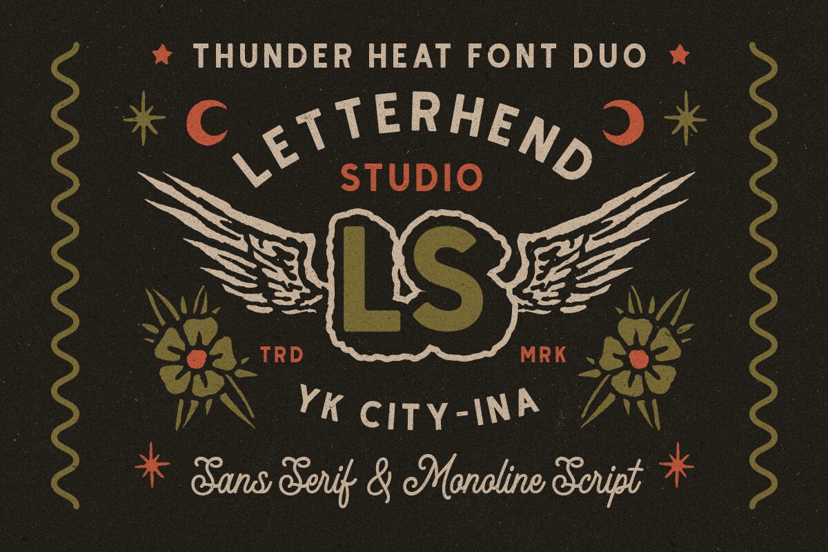 Thunder Heat Font Duo Vintage Font Vintage Type Script - Etsy