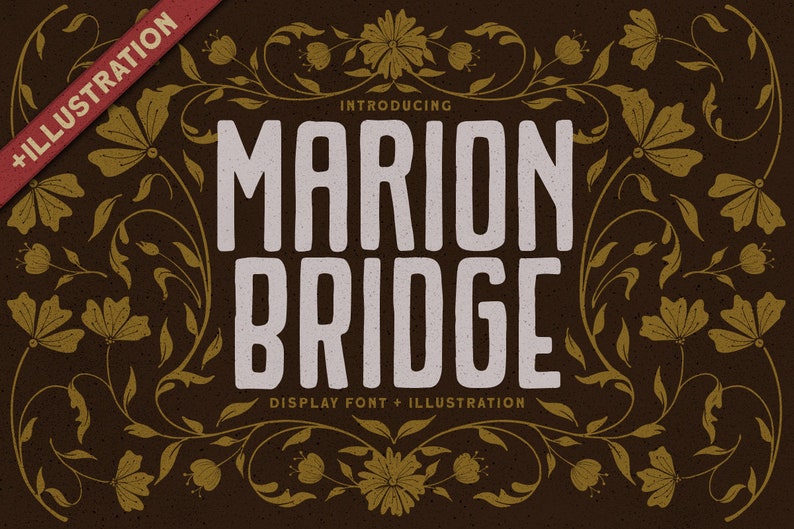 Marion Bridgecondensed Font Vintage Font Illustration - Etsy
