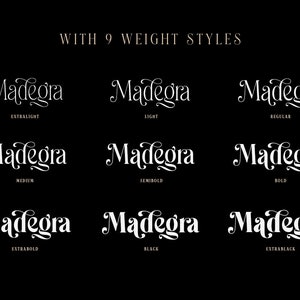 Madegra Serif Font: Elegant Swash Font, 9 Weights - Etsy