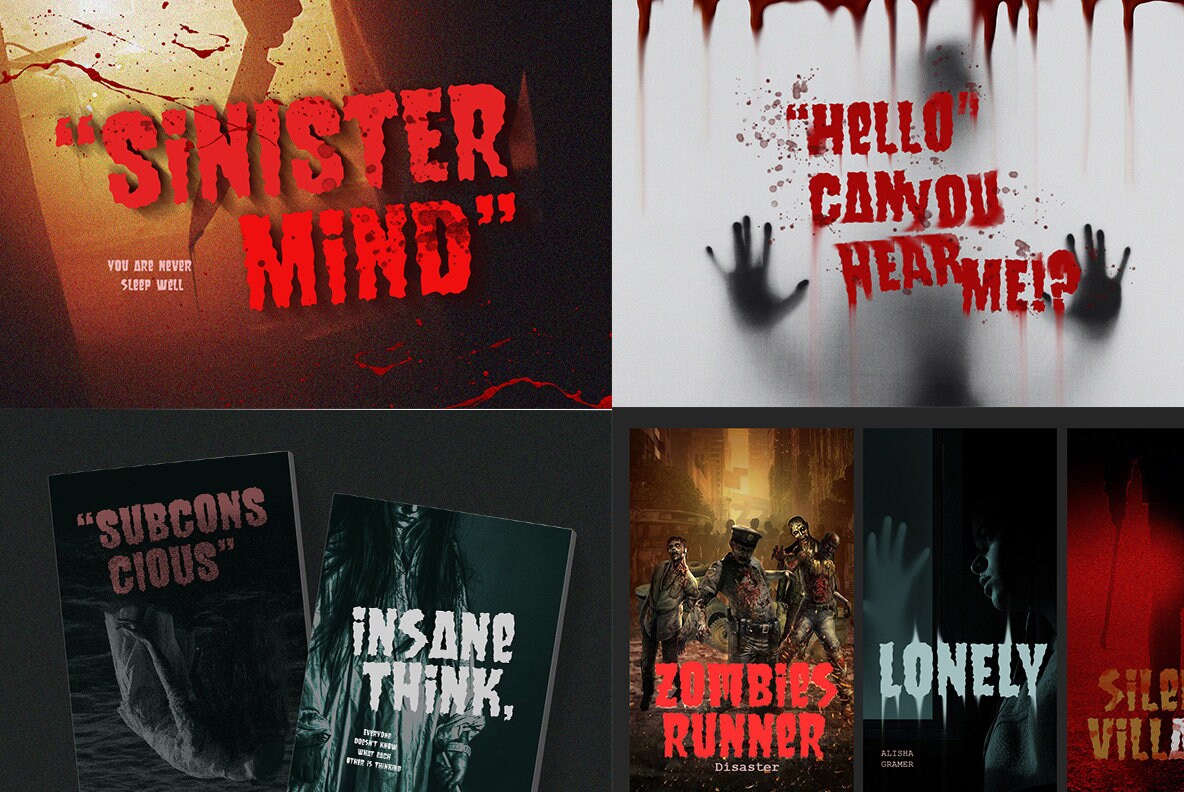 Fearsome Font Bundle, Spooky,handwritten, Scratch, Scribble, Cricut ...