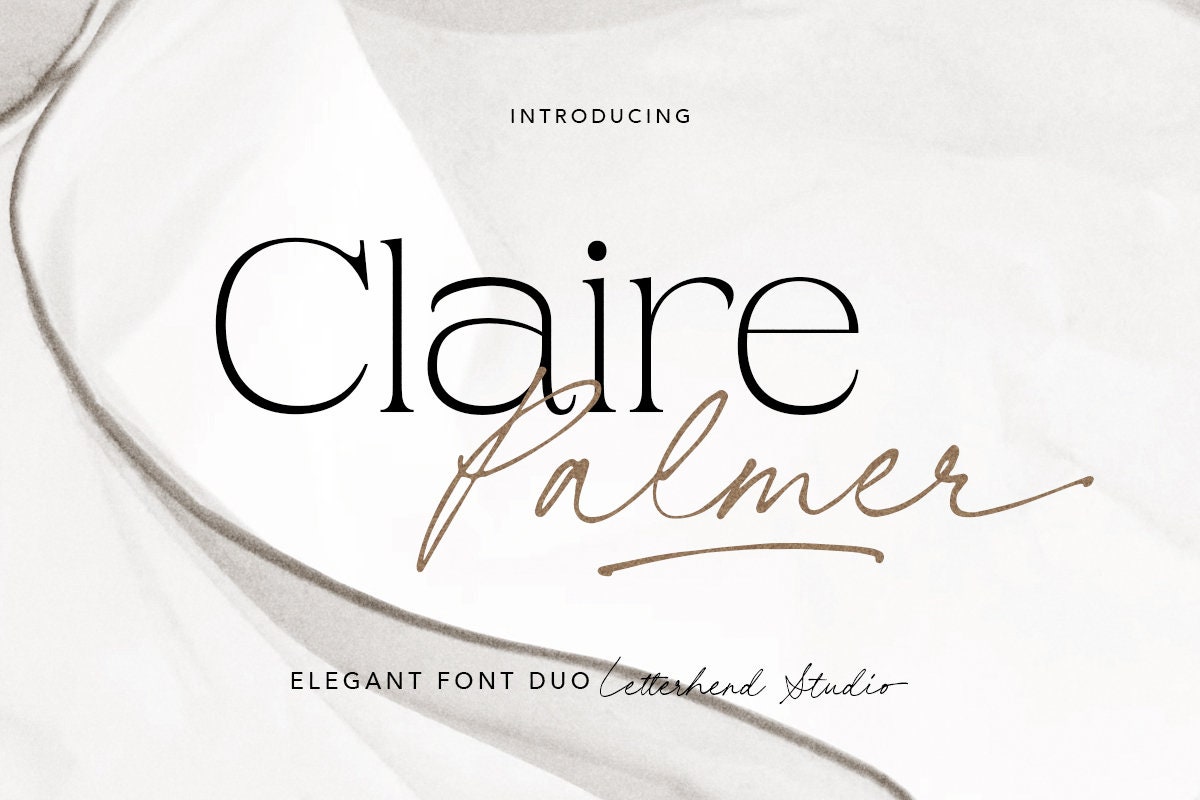 Claire Palmer- Elegant Font Duo, Font Duo, Script Font, Serif Font ...