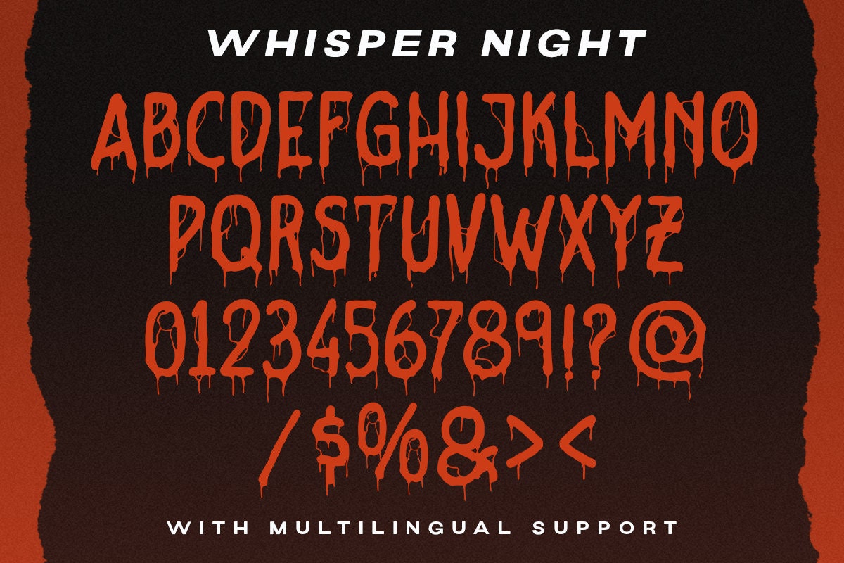 Whisper Night Horror Font, Vampire, Monster, Thriller Font, Scarry ...